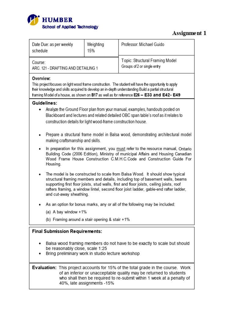 3 ARC 121 - D&D1-Assignment 1 | PDF | Framing (Construction) | Real Estate