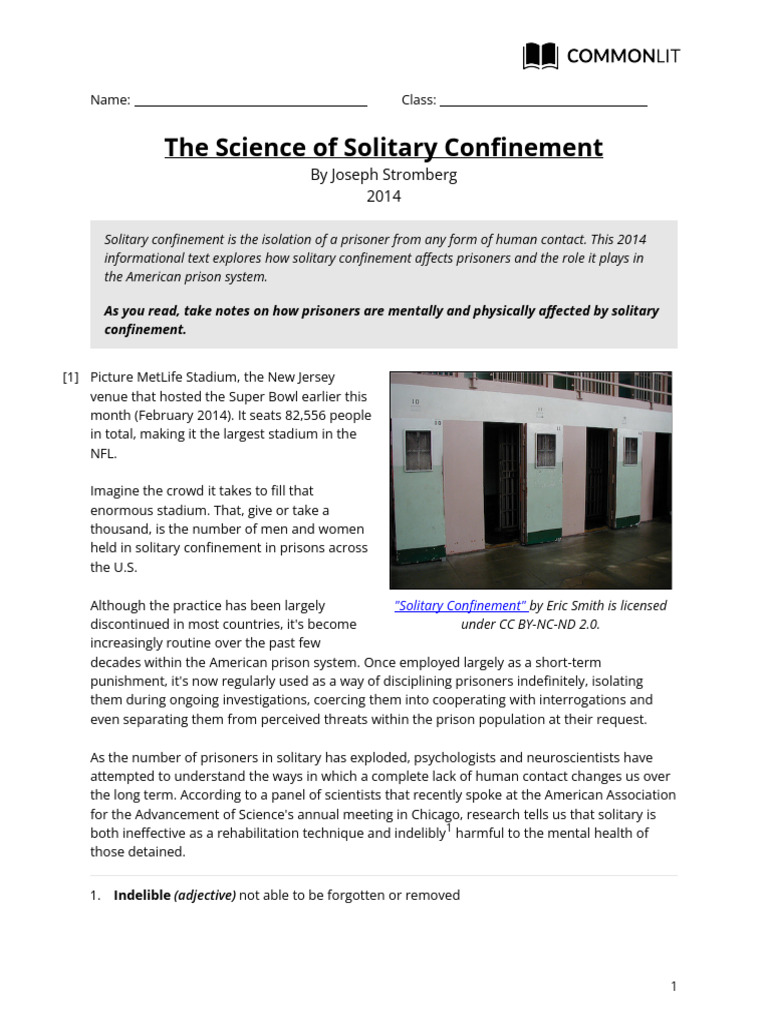 The Science of Solitary Confinement-Teacher-14 | PDF | Solitary ...