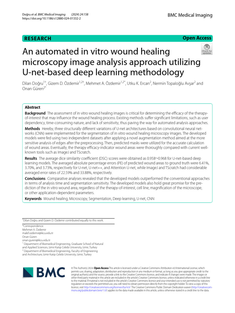 Dogru2024 - An Automated in Vitro Wound Healing Microscopy Image Analysis Approach Utilizing ...