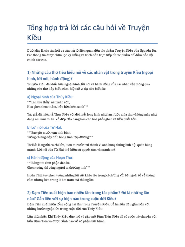 Truyen Kieu QA | PDF
