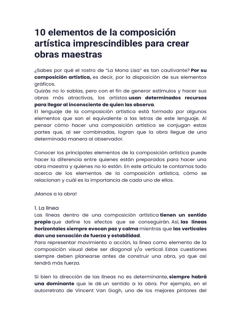Elementos Clave de Composición Artística | PDF | Composición (artes ...