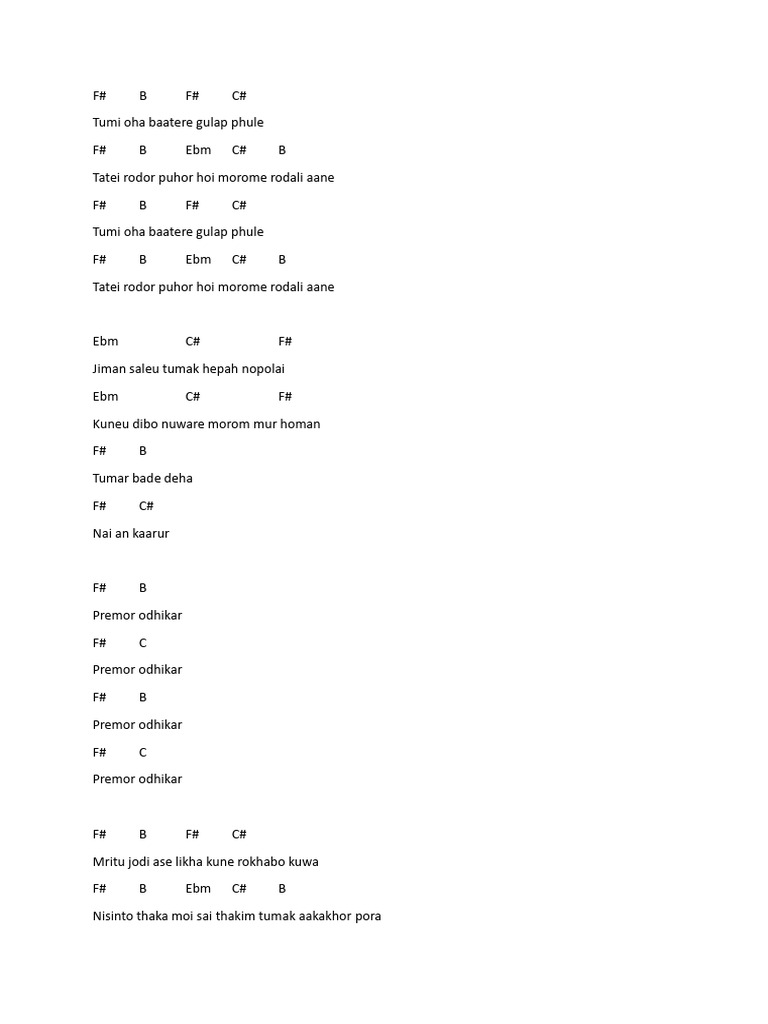 Odhikar Song Lyrics and Chords | PDF