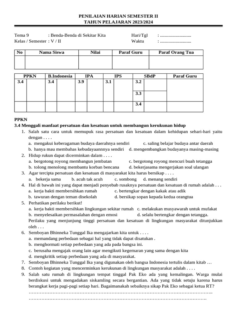 PH TEMA 9 All (1) BARU | PDF | Kajian Bahasa Asing