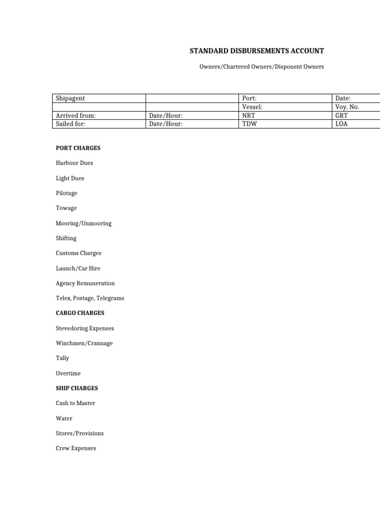 BIMCO Disbursement Account Template | PDF | Business