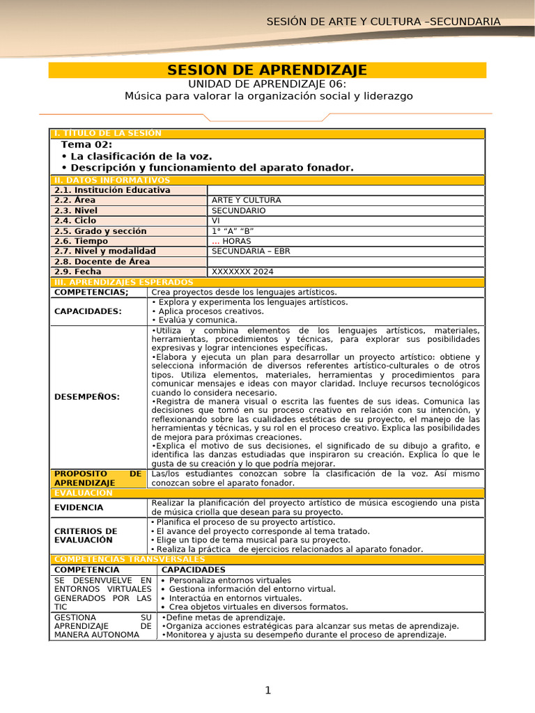2° SEC. SESION ACTV 02. ARTE Y CULTURA 2024 | PDF | Aprendizaje | Evaluación