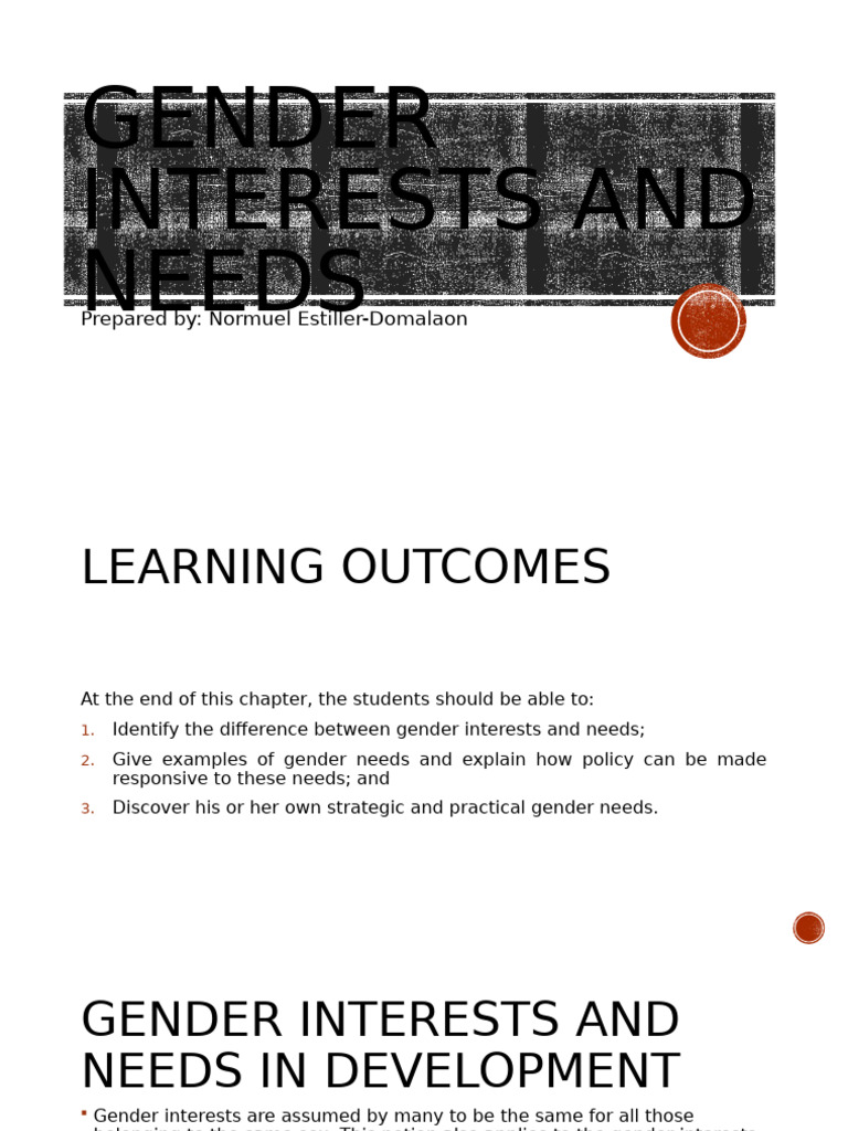 Gender Interests and Needs Day 1 | PDF | Gender | Gender Studies
