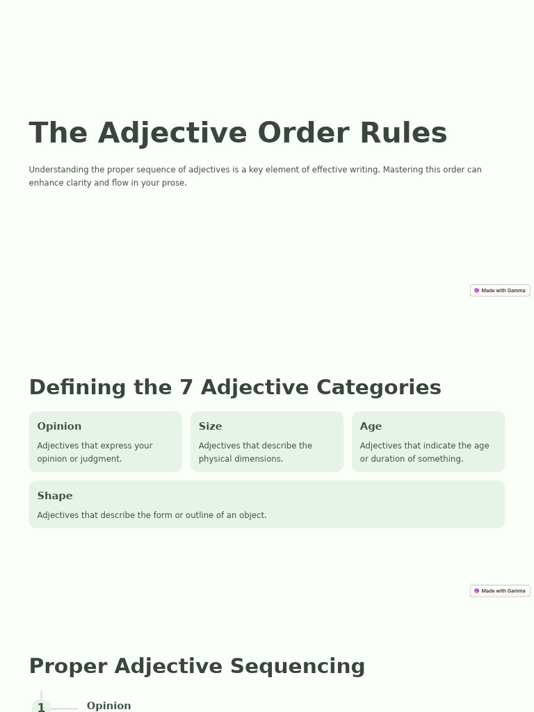 The Adjective Order Rules | PDF | Career & Growth