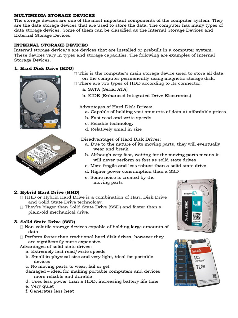 Grade 11 - MULTIMEDIA STORAGE DEVICES | PDF | Solid State Drive ...
