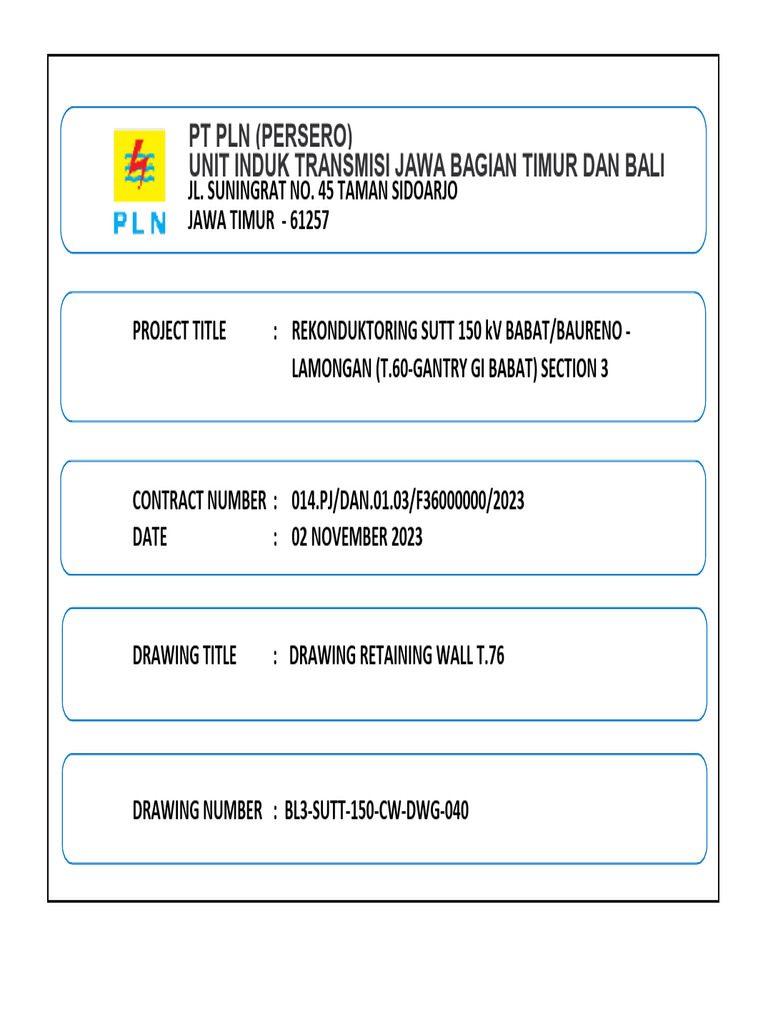 SEC 3 - Drawing Retaining Wall T.76 Status NEN | PDF