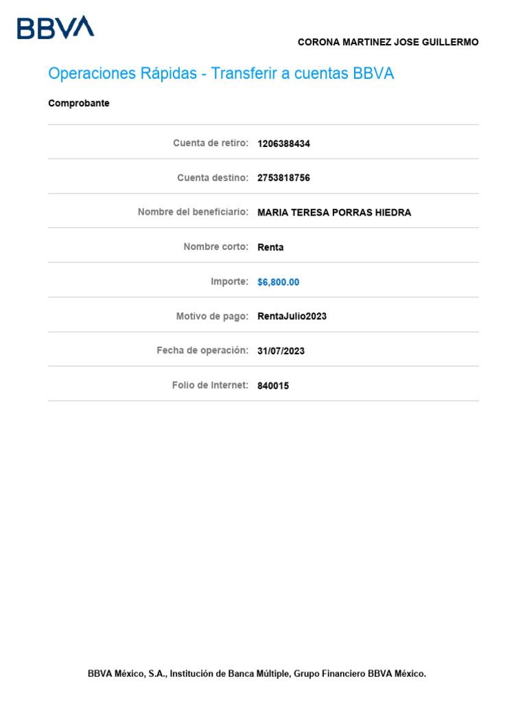 Operaciones Rápidas - Transferir A Cuentas BBVA: Cuenta de Retiro | PDF