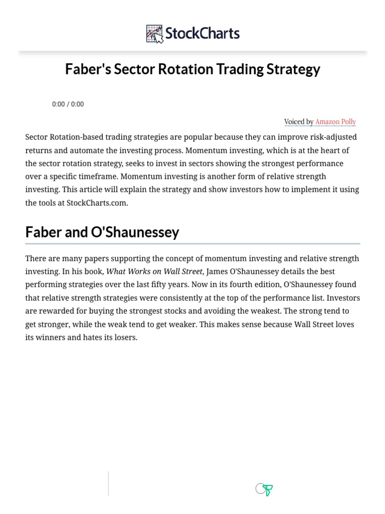 Sector Rotation Trading Strategy (ChartSchool) | PDF | Investing ...
