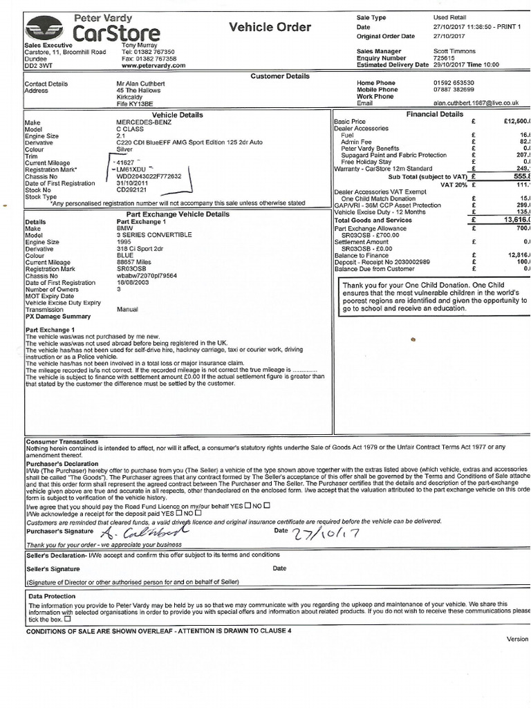 Scan 15 Vehicle Order Form | PDF