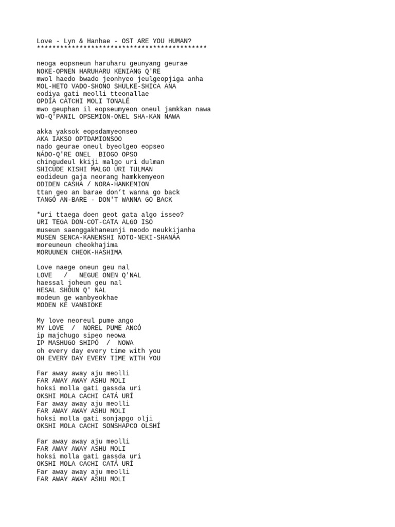 091-Love - Lyn & Hanhae - OST ARE YOU HUMAN | PDF
