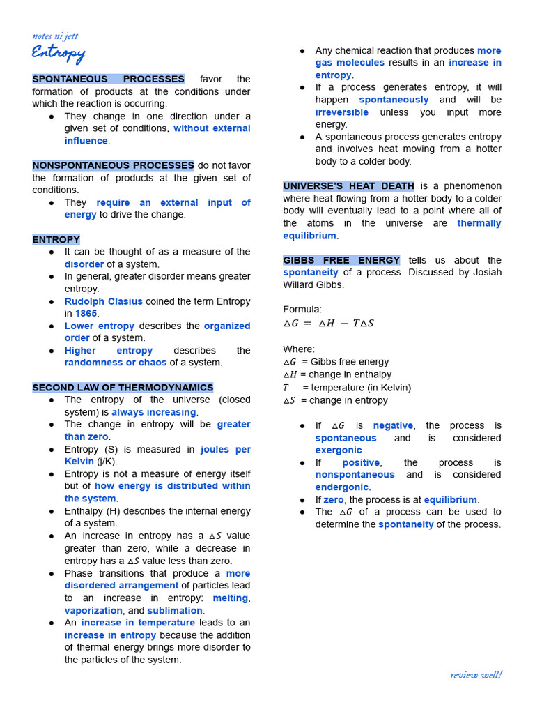 Gen Chem 2 2qtr - Chapter1 | PDF | Entropy | Heat