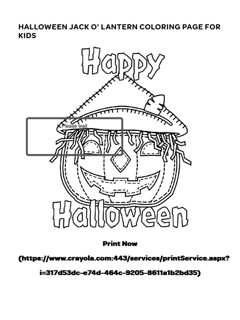 Halloween Jack O' Lantern Coloring Page For Kids | PDF