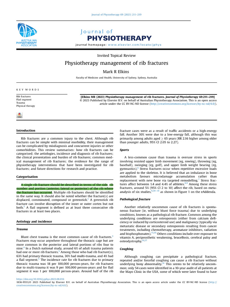 Physical Therpay For Rib Fracture | PDF | Thorax | Medical Imaging