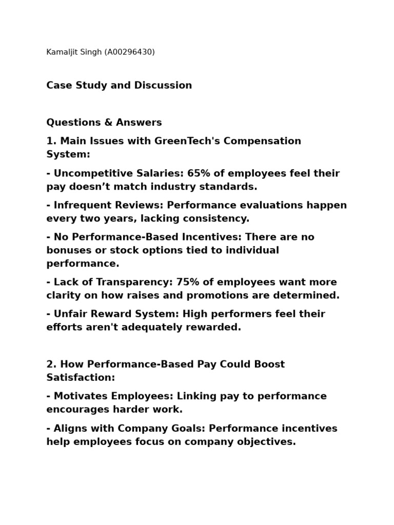 GreenTech Compensation Improvement Strategies | PDF | Incentive ...