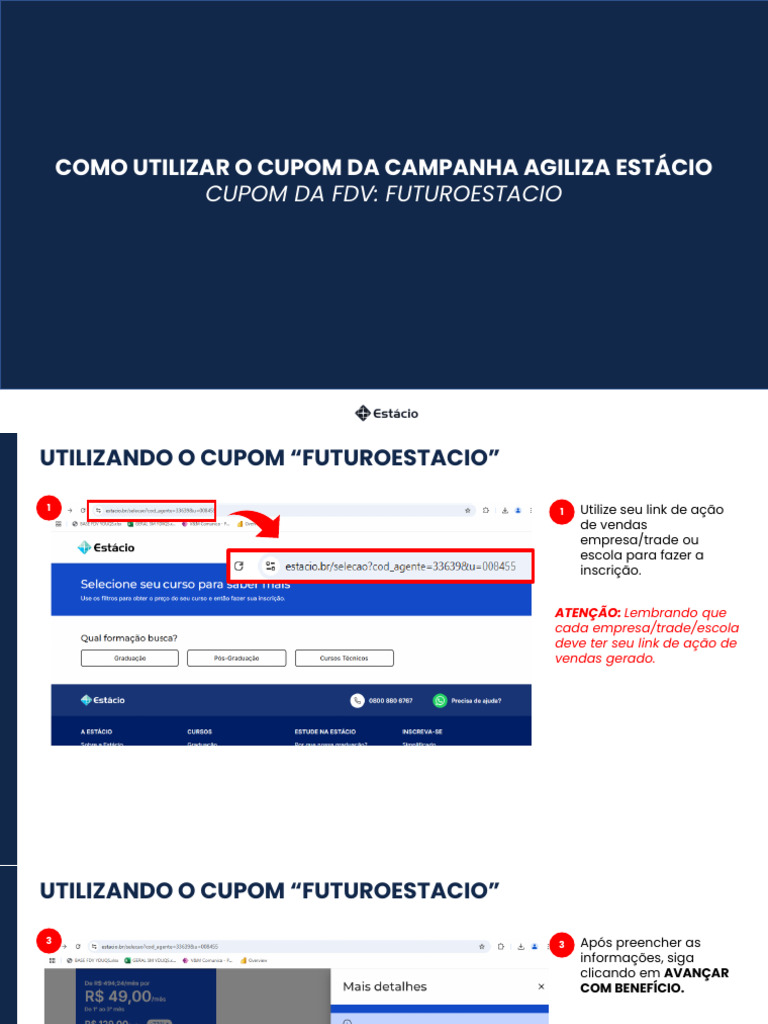 Utilizando o Cupom Da Campanha Agiliza Estácio | PDF | Carreira e Crescimento | Negócios