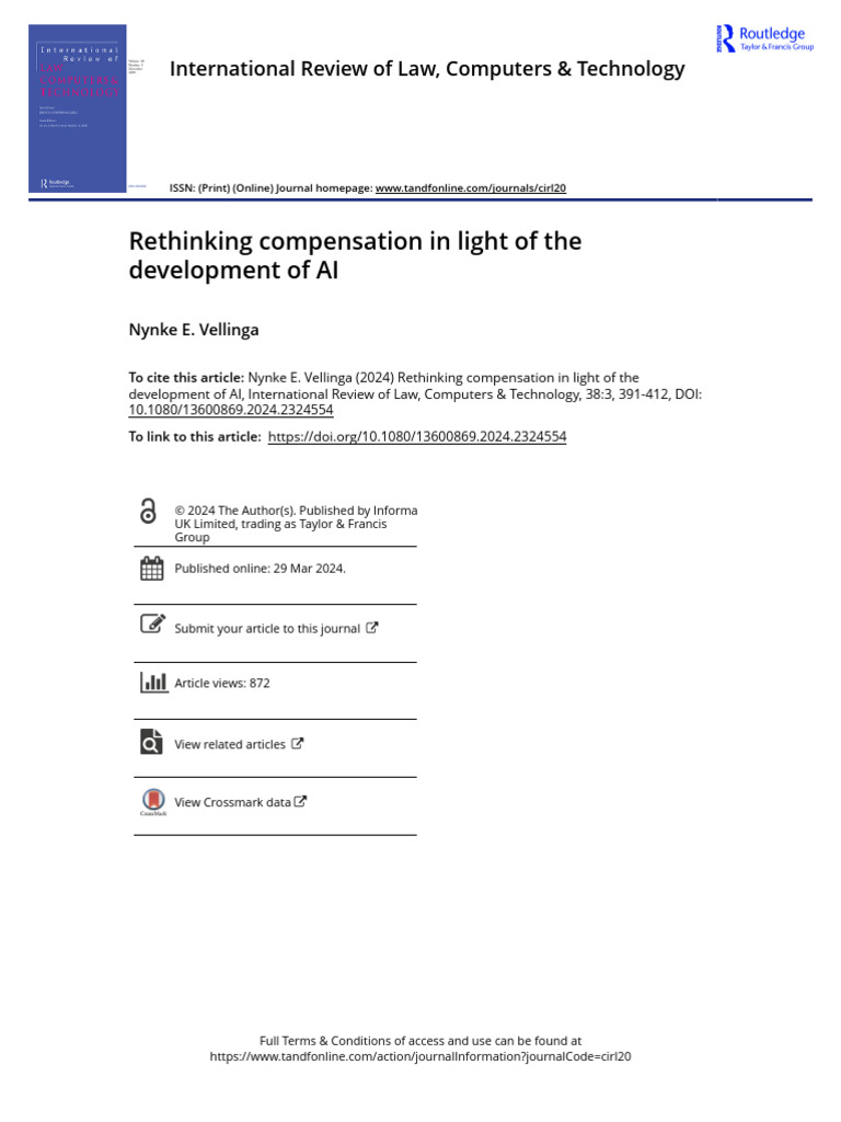 Rethinking Compensation in Light of The Development of AI | PDF | Tort | Territorial Waters