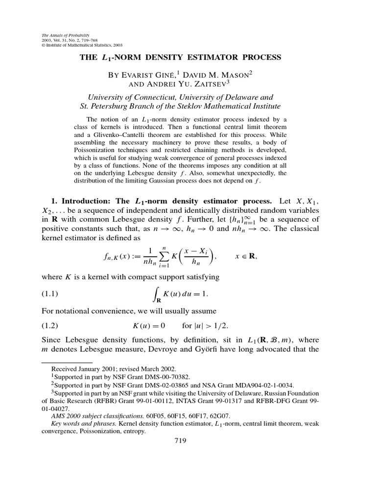 THE - Norm Density Estimator Process | PDF | Convolution | Normal ...