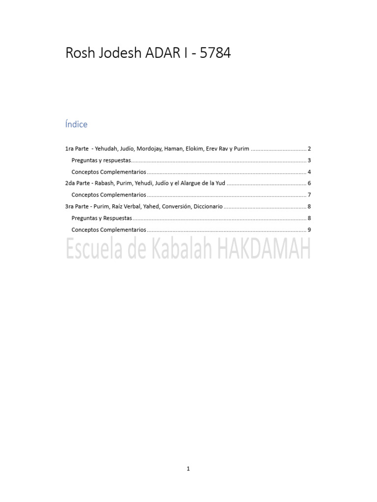 Rosh Jodesh Adar I - 5784 | PDF | Nombres de Dios en el judaísmo | Tora