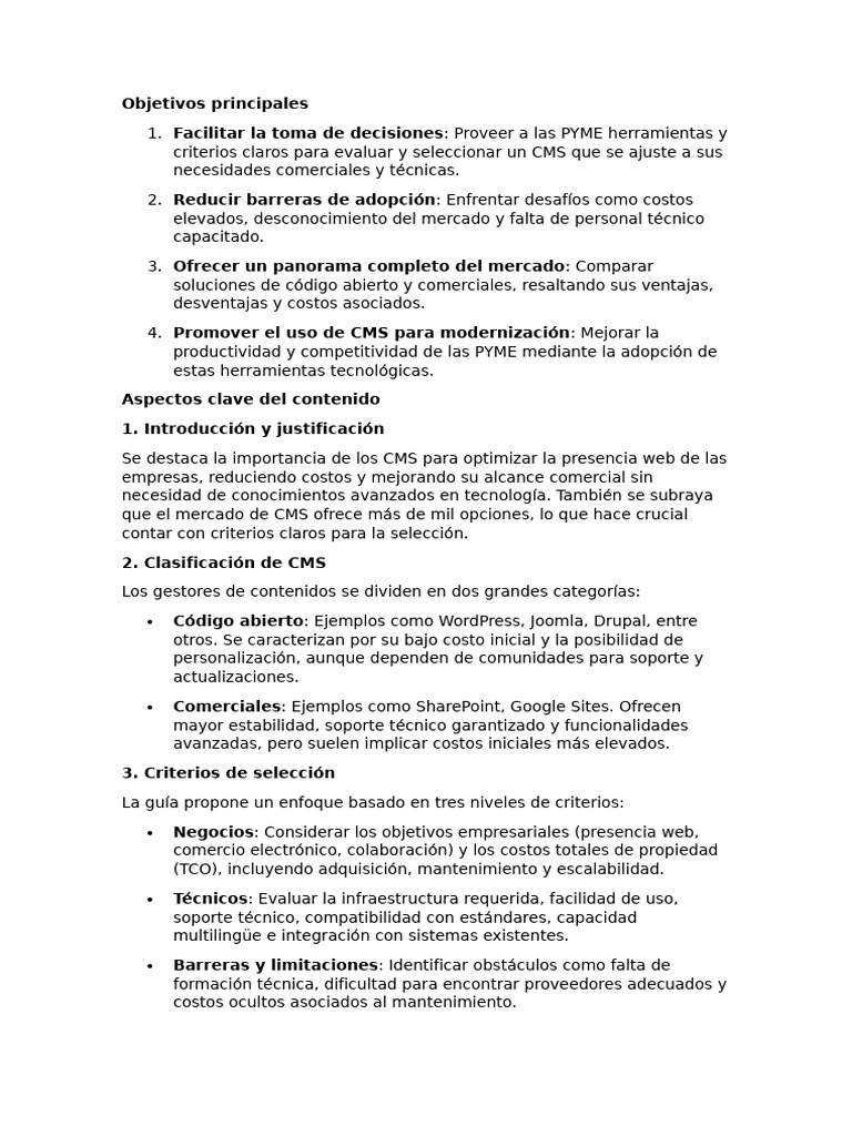 Guía para Selección de CMS en PYME | PDF | Informática | Business