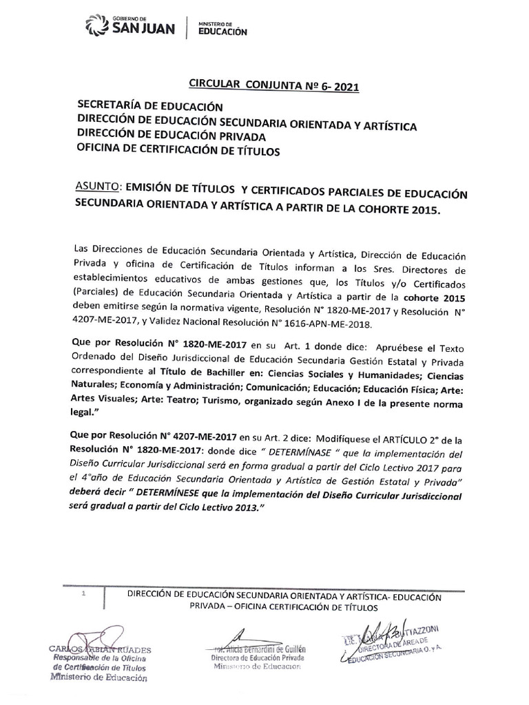 Circular S Títulos y Certificados Parciales | PDF