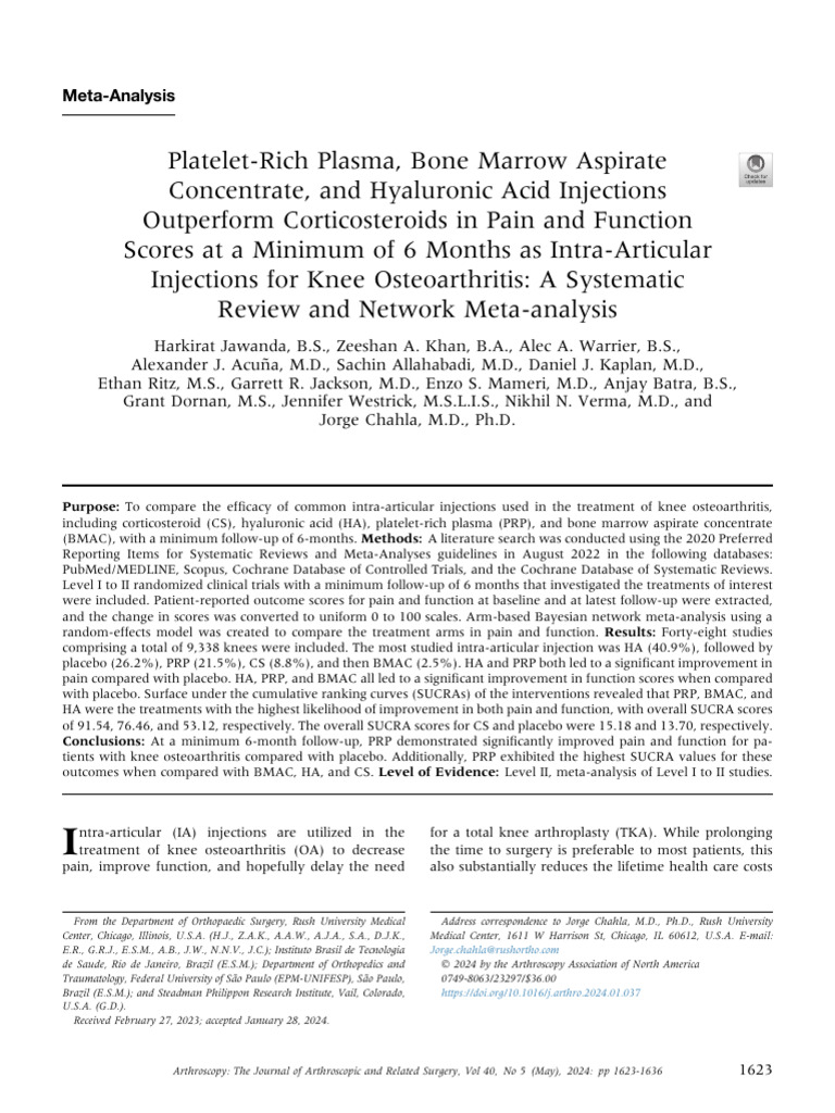 Ortobiologicos Rush Ibts Epm Spri | PDF | Meta Analysis | Osteoarthritis