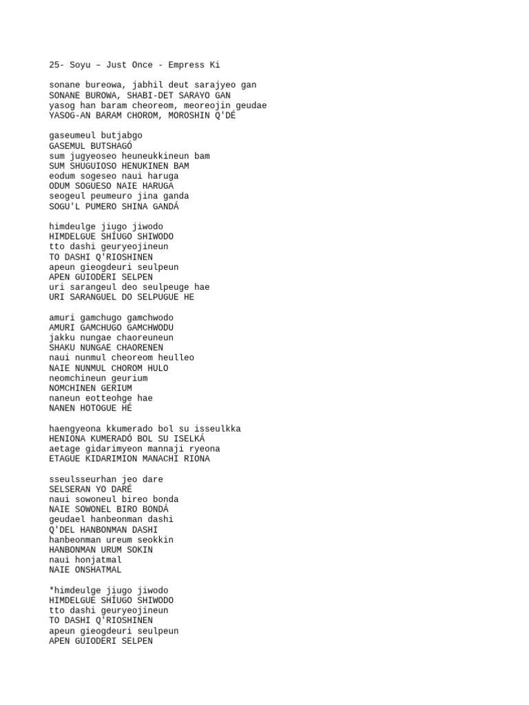 25 - Soyu - Just Once - Empress Ki | PDF