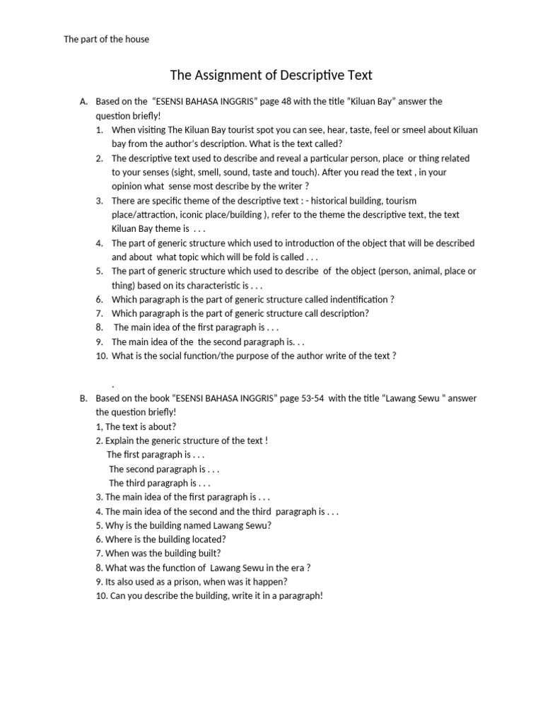 Descriptive Text Analysis Assignment | PDF | Verb | Linguistics
