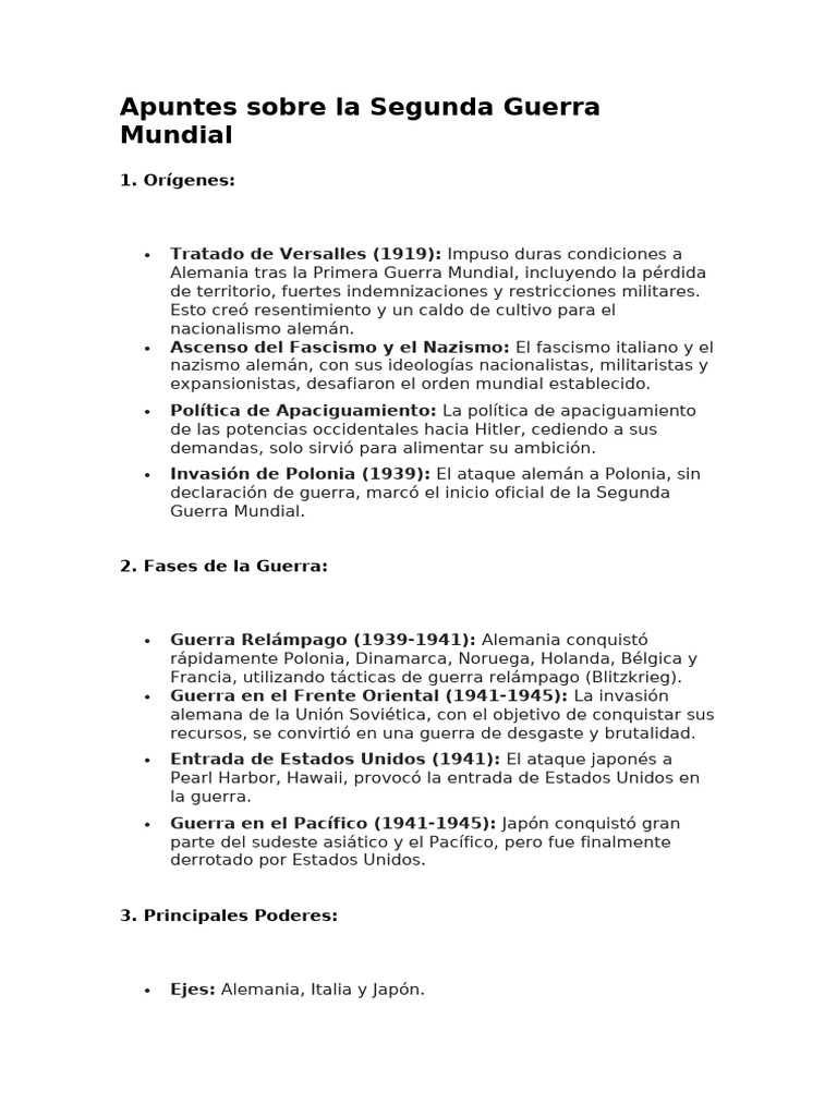 Apuntes sobre la Segunda Guerra Mundial | PDF | Alemania nazi | Segunda ...
