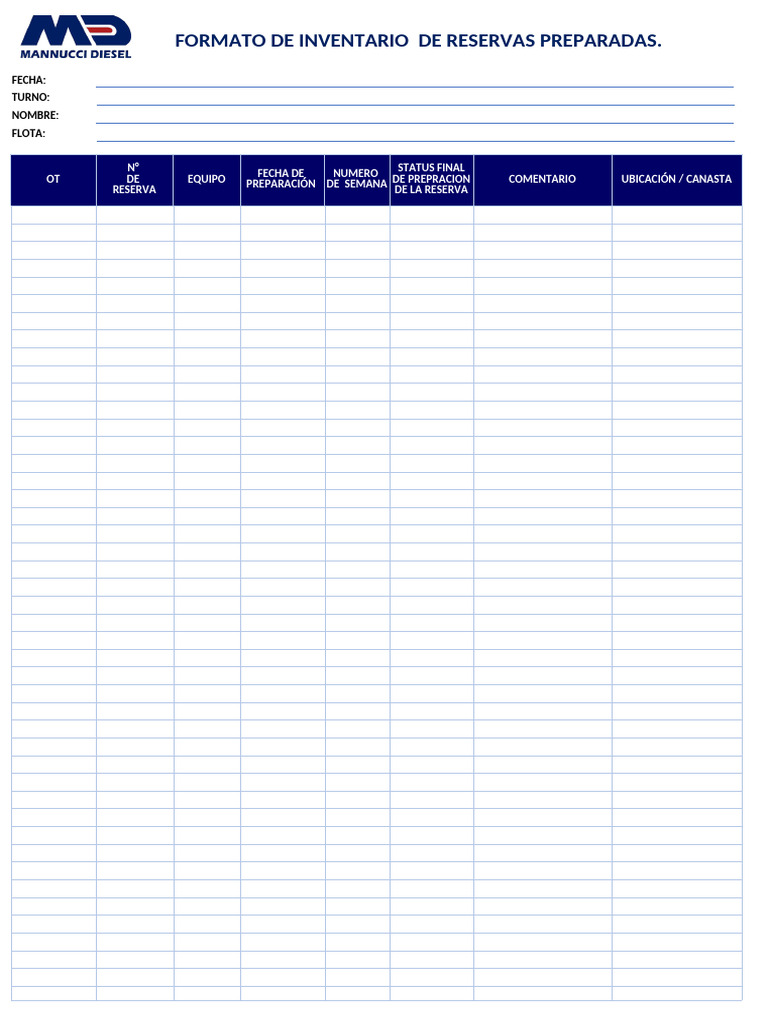 Formato de Inventario de Reservas | PDF