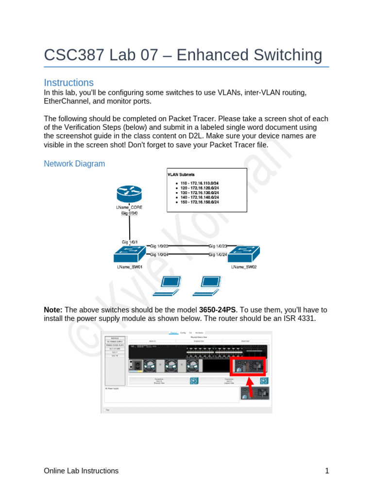 Lab07 EnhancedSwitchingOnline | PDF | Network Switch | Computer Networking