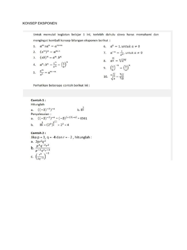 Konsep Eksponen | PDF