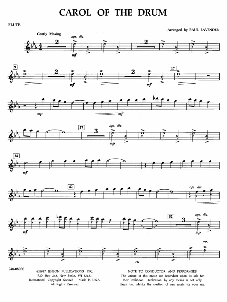 Carol of The Drum (Lavender) - Parts | PDF