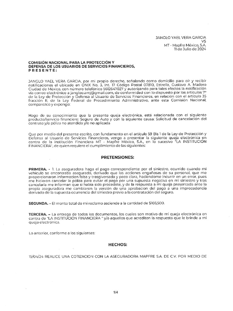 Formato de Queja | PDF