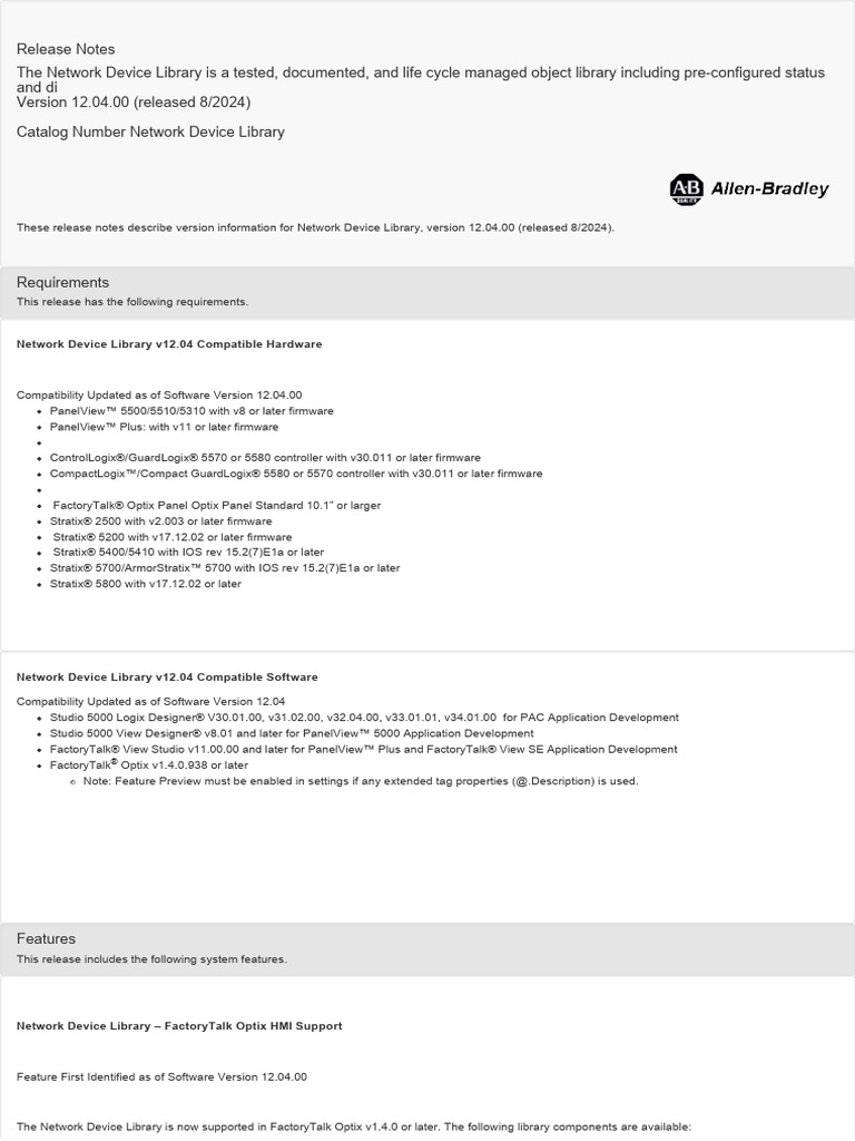 Network Device Library - 12.04.00 (Released 8 - 2024) | PDF | Library (Computing) | User Interface