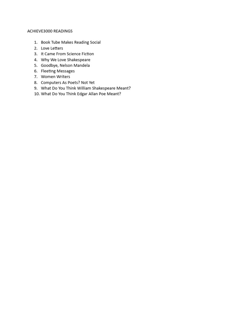 Achieve3000 Readings | PDF | General Fiction