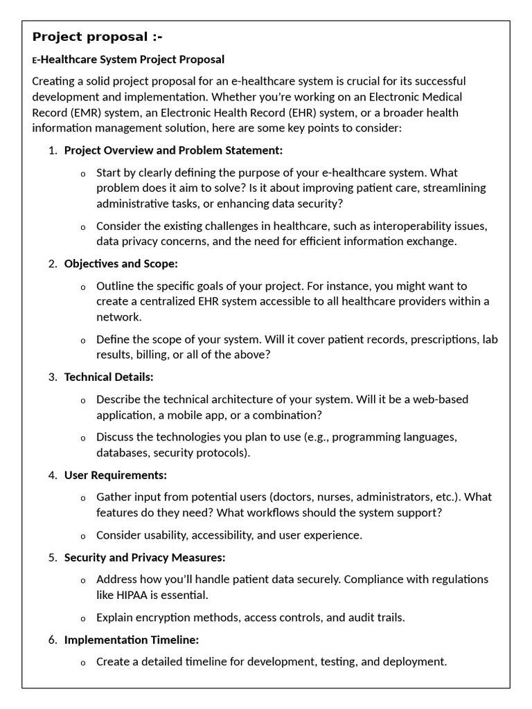 Project Proposal | PDF | Electronic Health Record | Business