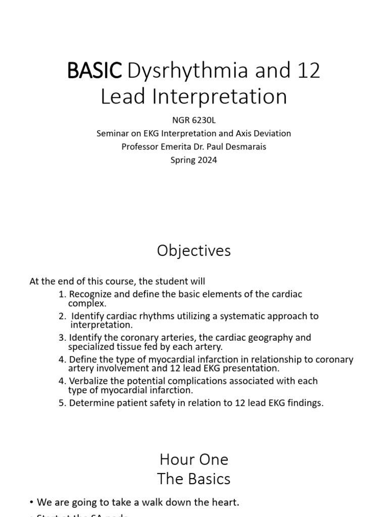 BASIC Dysrhythmia and 12 Lead Interpretation-Sp24 | PDF ...