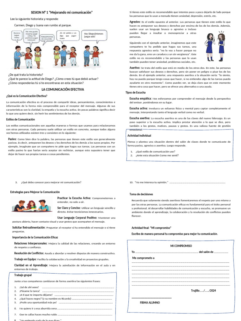 Ficha N°1 DPCC 5to B | PDF | Comunicación | Ciencias del comportamiento