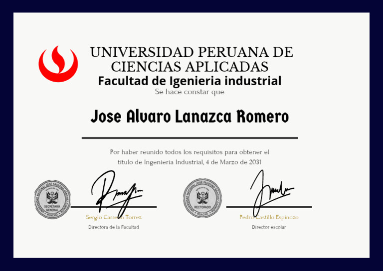 Universidad Diploma Certificado 02 | PDF