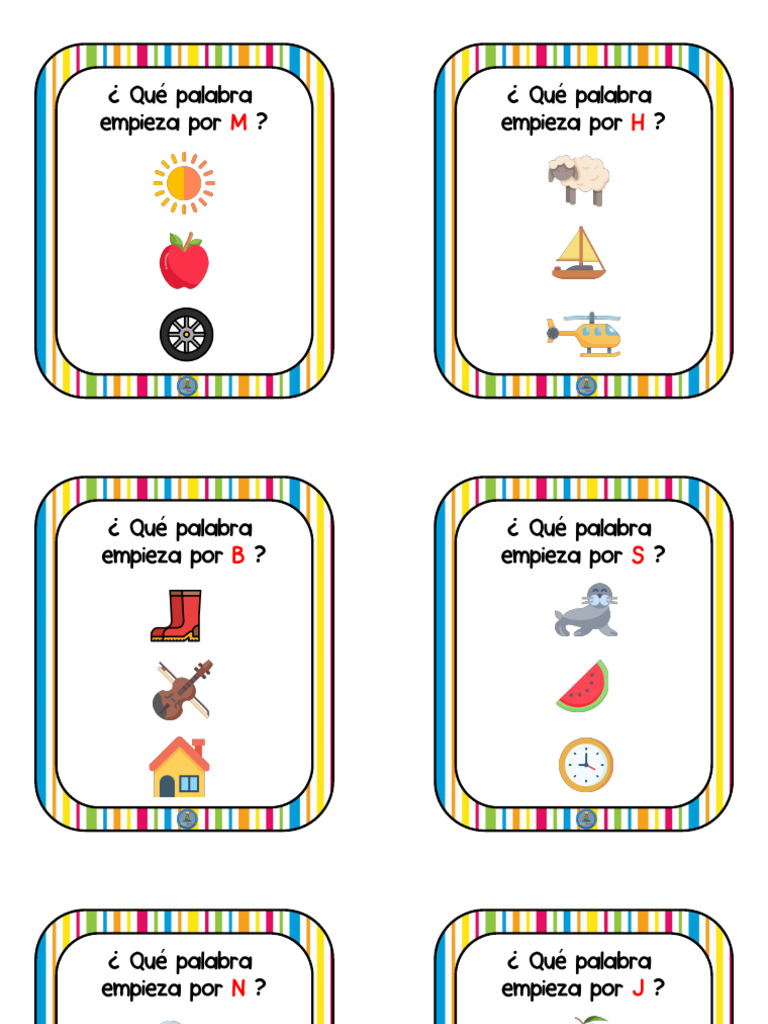 Tarjetas de Conciencia Fonológica | PDF