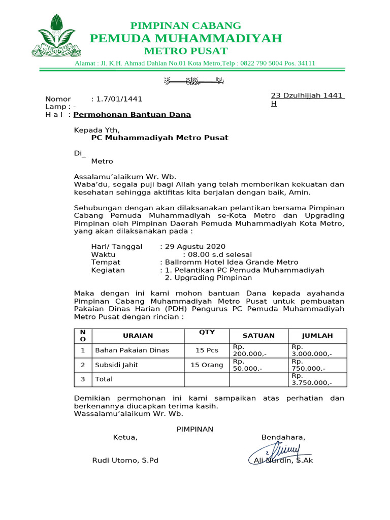 Permohonan Bantuan Dana PDH | PDF