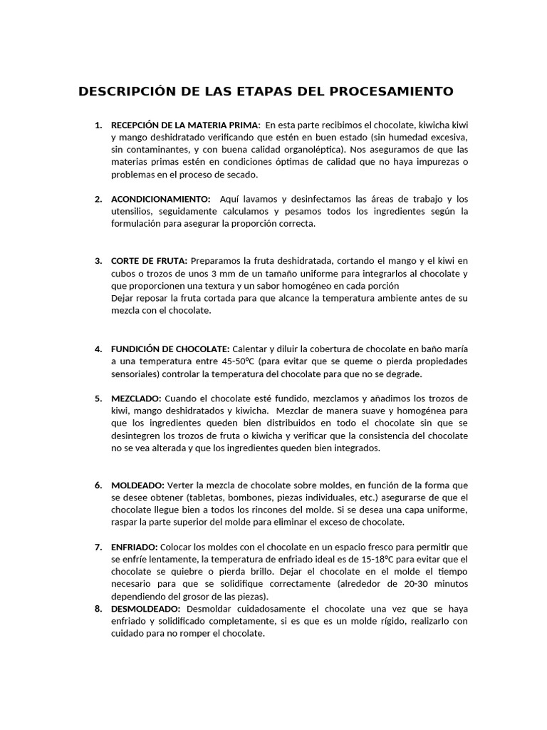 Informe de La Ing Heidy Word | PDF | Chocolate | Mango