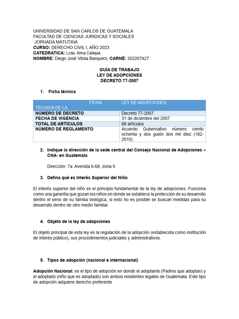 Guía Ley de Adopciones Guatemala | PDF | Adopción | Familia