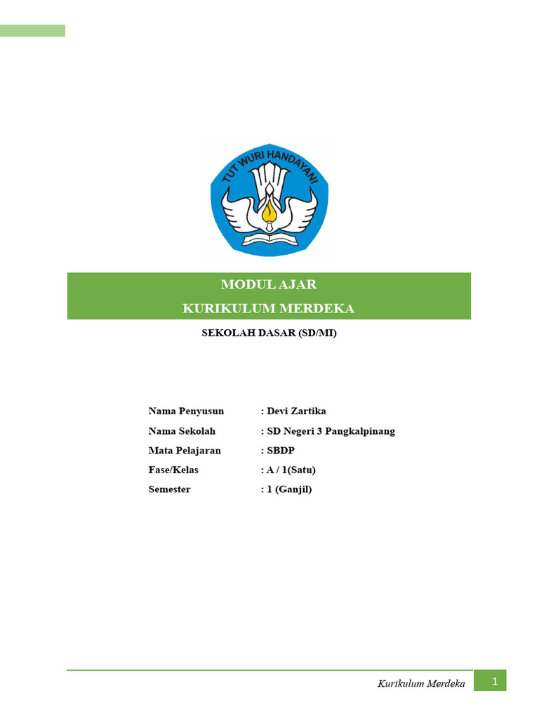 RPP 2 - Kur Merdeka (SBDP SD Klas 1) - Devi Zartika | PDF | Karier ...