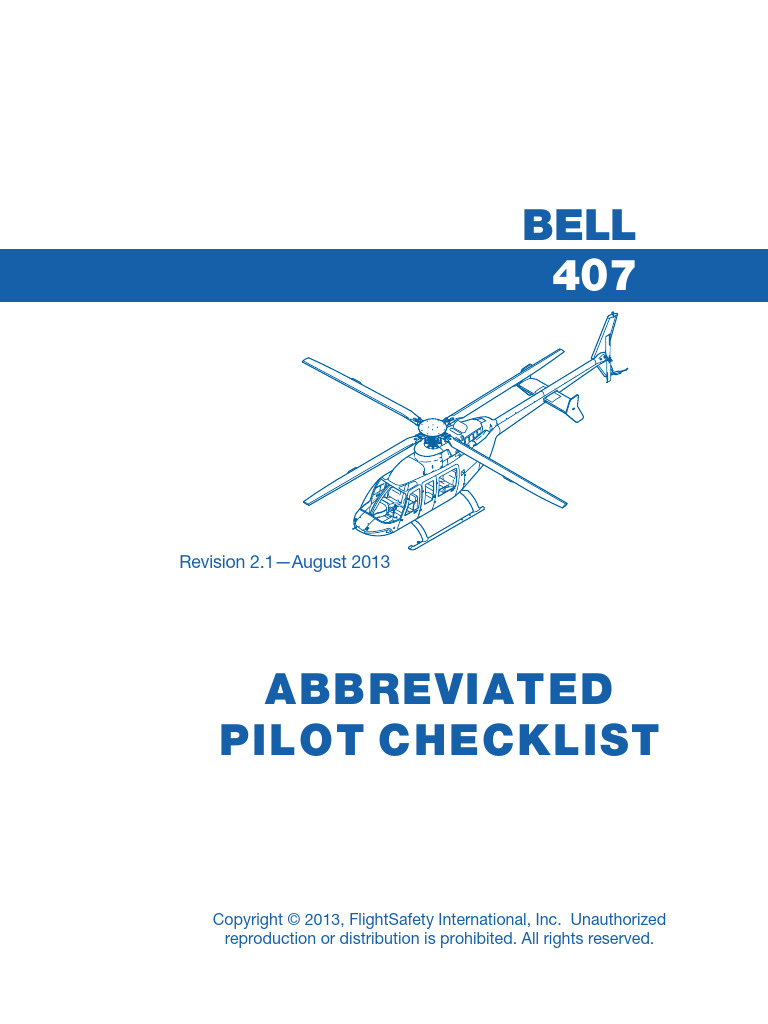 MANUAL - Bell 407 Flight Safety CHECK LIST | PDF | Helicopter | Turbine Engine Failure