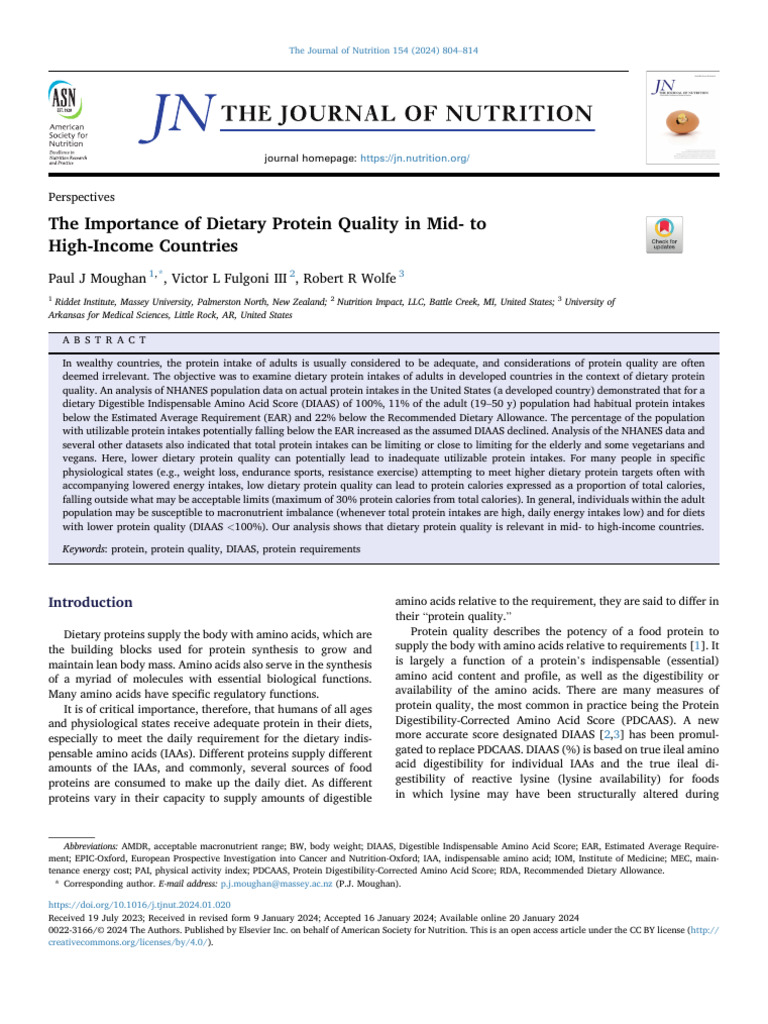 The Importance of Dietary Protein Quality in Mid | PDF | Dieting | Diet ...