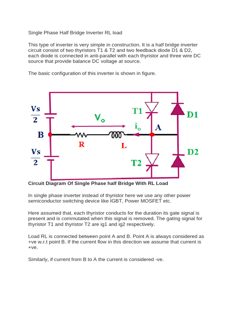Single Phase Half Bridge Inverter RL Load | PDF | Power Inverter ...